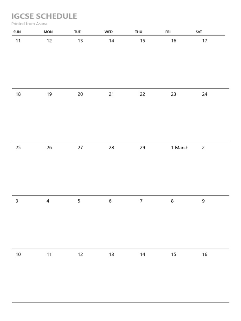IGCSE SCHEDULE - Asana | PDF