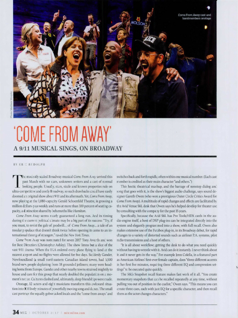 Come From Away A 9 11 MUSICAL SINGS, ON BROADWAY | PDF