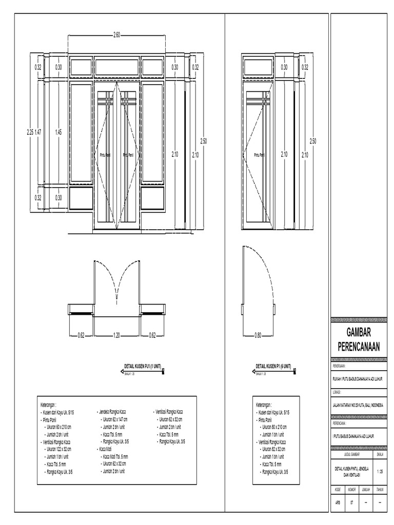 Gambar Perencanaan: Pintu Panil Pintu Panil Pintu Panil | PDF