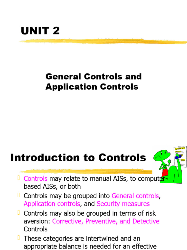 Unit 2 Part 1 General Control and Application Controls | PDF | Computer Program | Programming