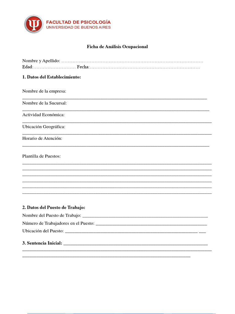 Ejemplo de Ficha Ocupacional | PDF