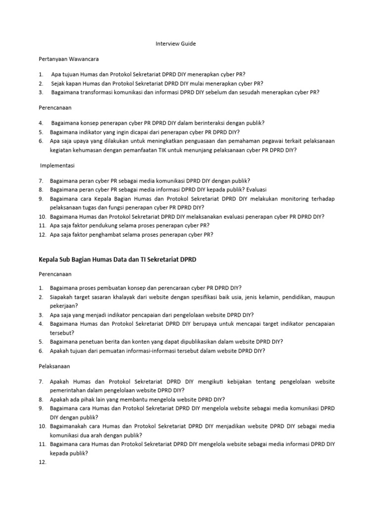 Interview Guide | PDF