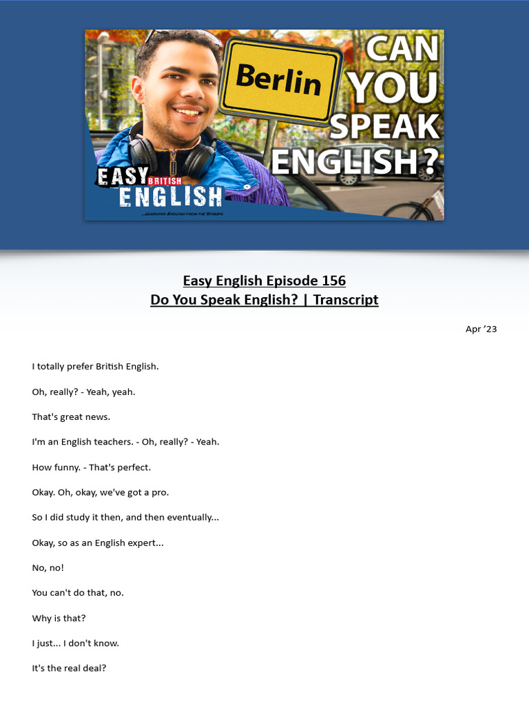 EE156 Transcript Speak English | PDF | English Language