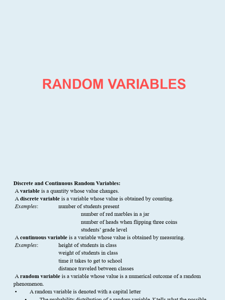 Lecture 6-7 Random Variable | PDF | Probability Distribution | Random Variable