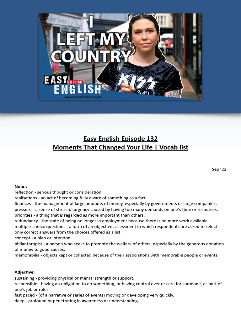 EE132 Vocab List Life Change | PDF | Linguistic Typology | Language ...