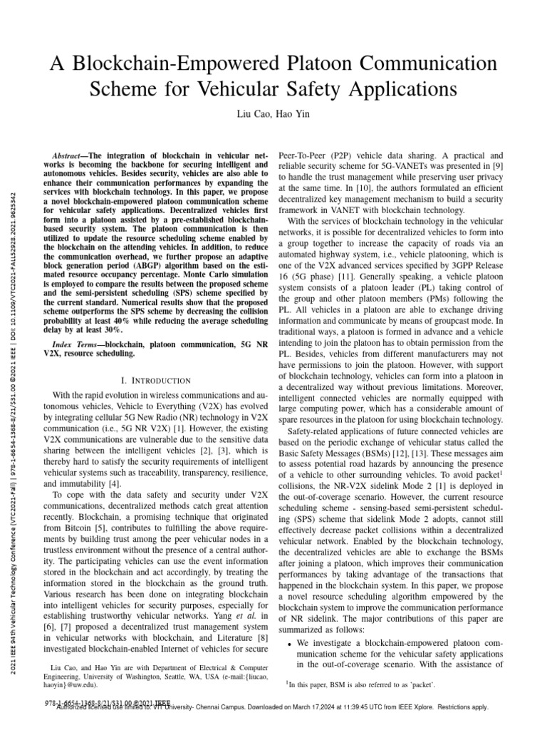 A Blockchain-Empowered Platoon Communication Scheme For Vehicular ...