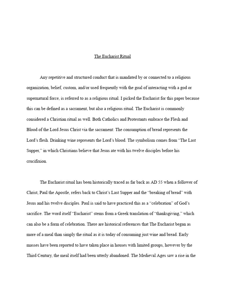 Eucharist Outline | PDF | Eucharist | Religious Rituals