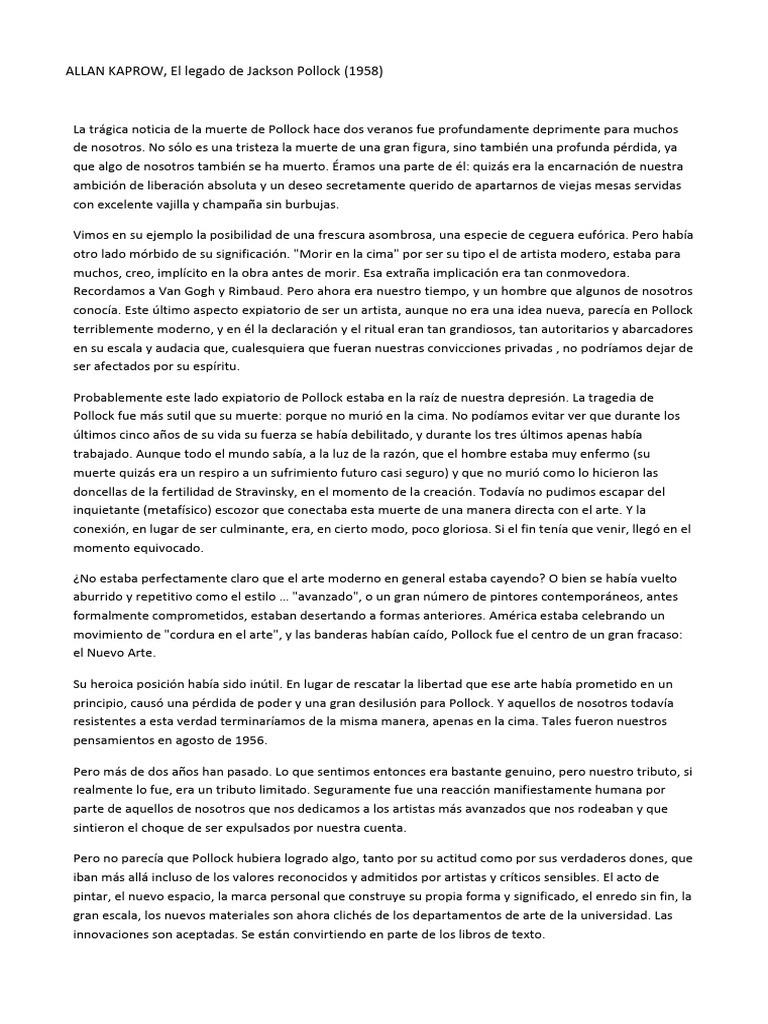 Legado de Pollock en el arte moderno | PDF | Pinturas | Surrealismo