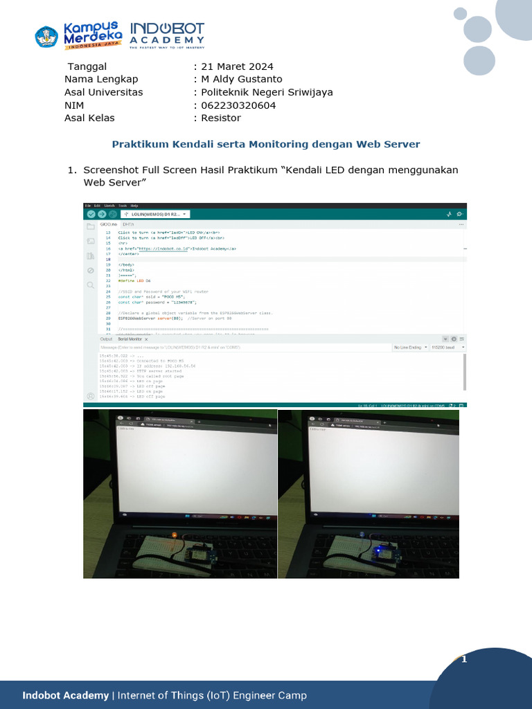 Praktikum Kendali Dan Monitoring Menggunakan Web Server | PDF