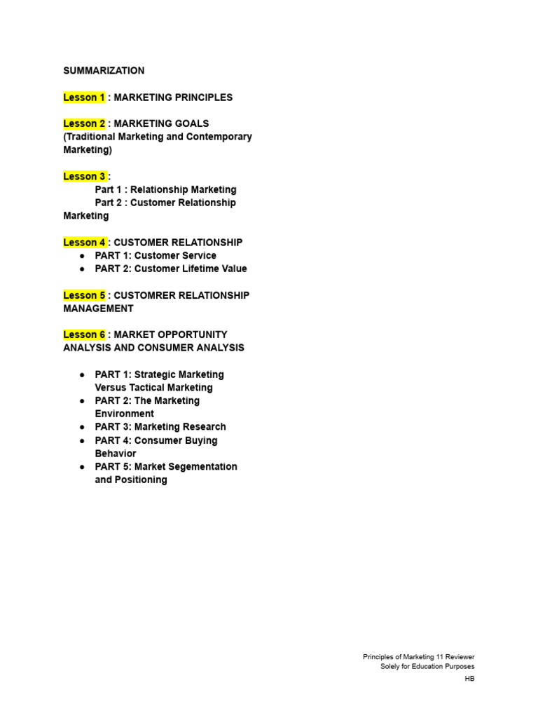 Marketing Reviewer Q3 | PDF | Marketing | Customer Relationship Management