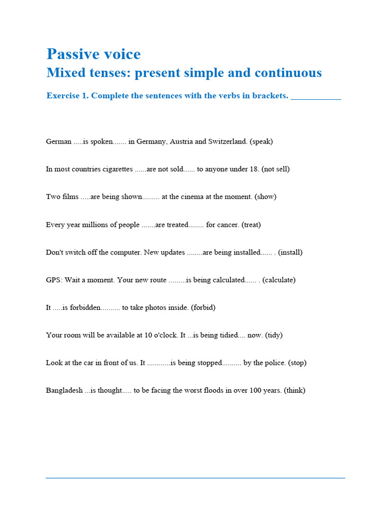 mixed-tenses-passive-exercise-1 | PDF