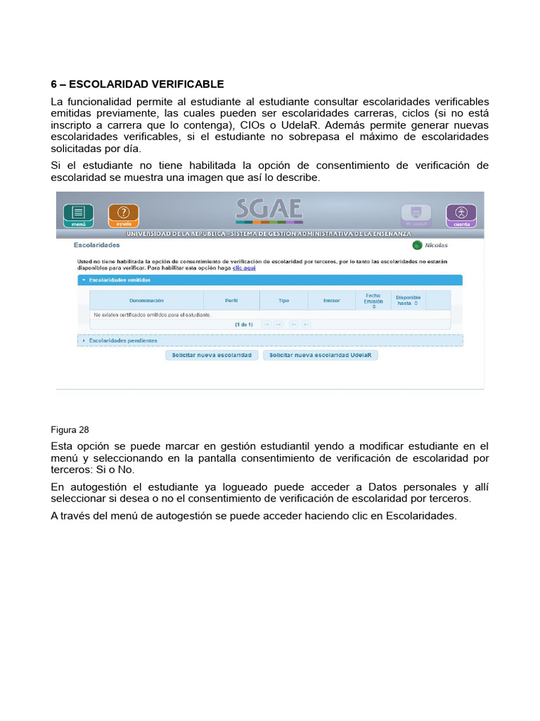 Autogestion Estudiantil SGAE-Escolaridad Solicitud y Verificación | PDF | Informática