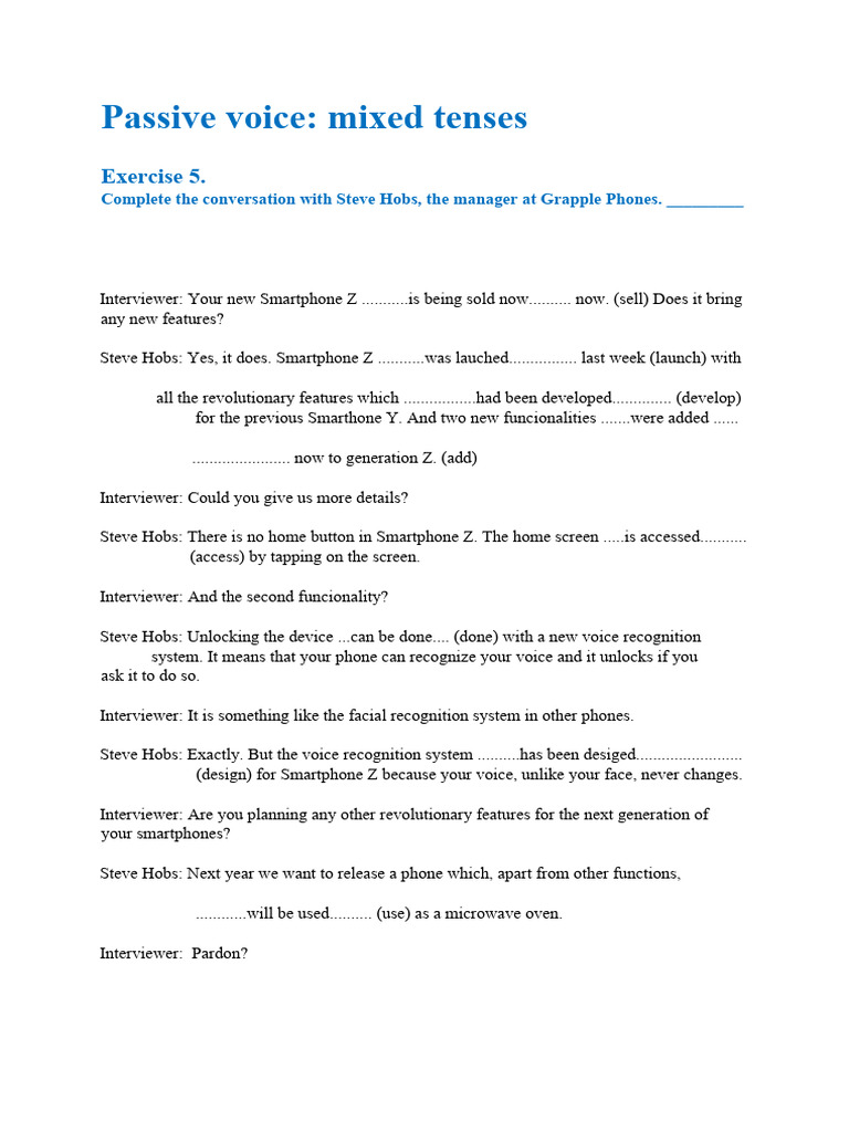 mixed-tenses-passive-exercise-5 | PDF
