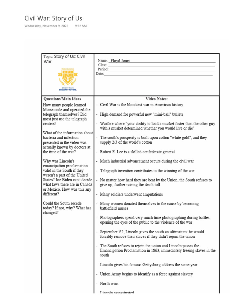 civil war notes APUSH | PDF | American Civil War | Union (American ...