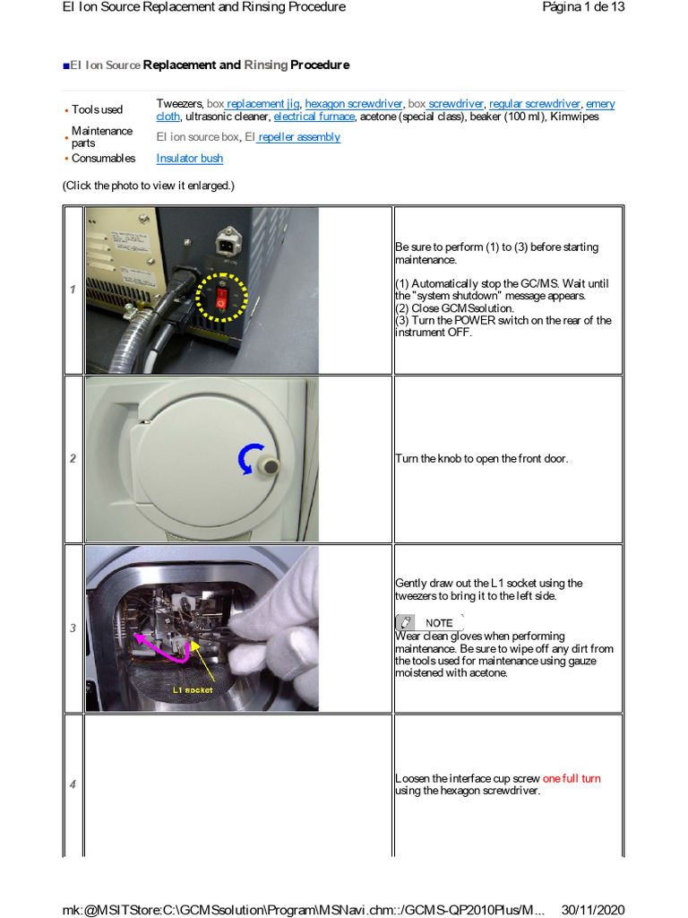 GCMS-QP2010P - EI Ion SOurce Box Assembly and Rinsing | PDF