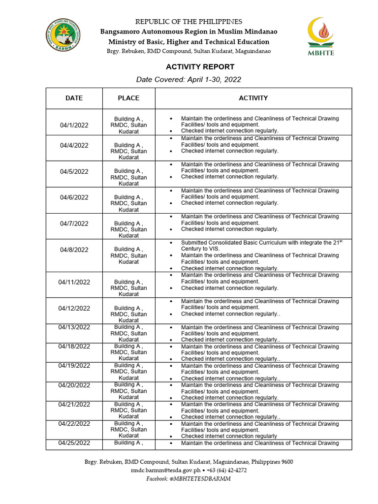 Activity Report Jhievz April 2022 | PDF | Technology & Engineering