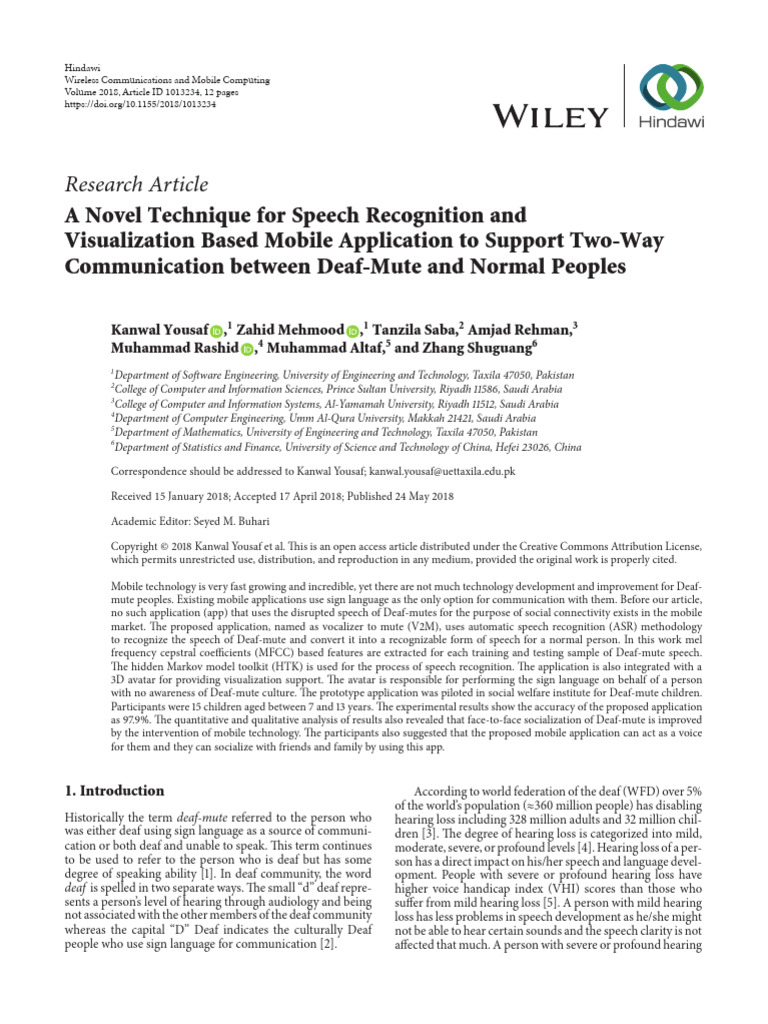 Visualization Based Mobile Application To Support Two-Way Communication Between Deaf-Mute and ...