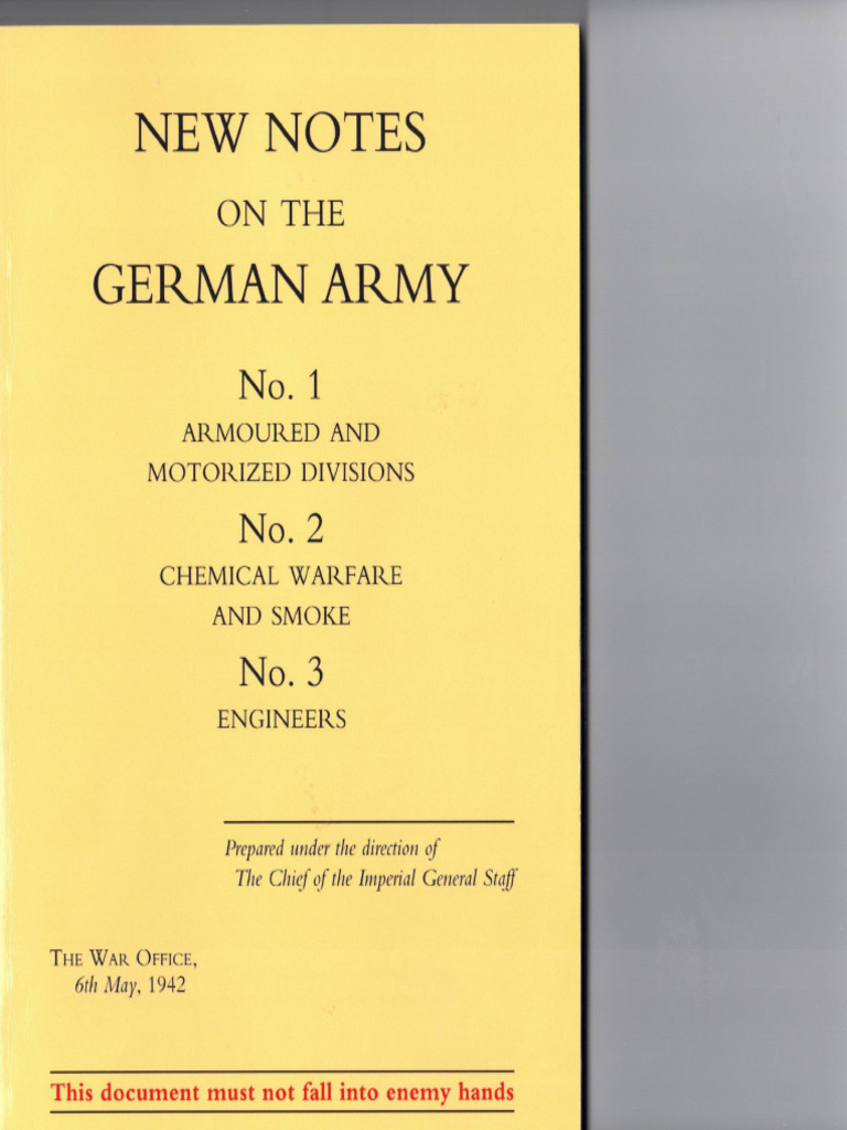 New Notes On Gemran Army Panzer Waffe | PDF