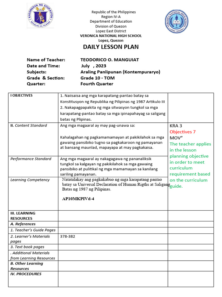 COT AP G10 KONTEMPORARYU - 4th Quarter | PDF