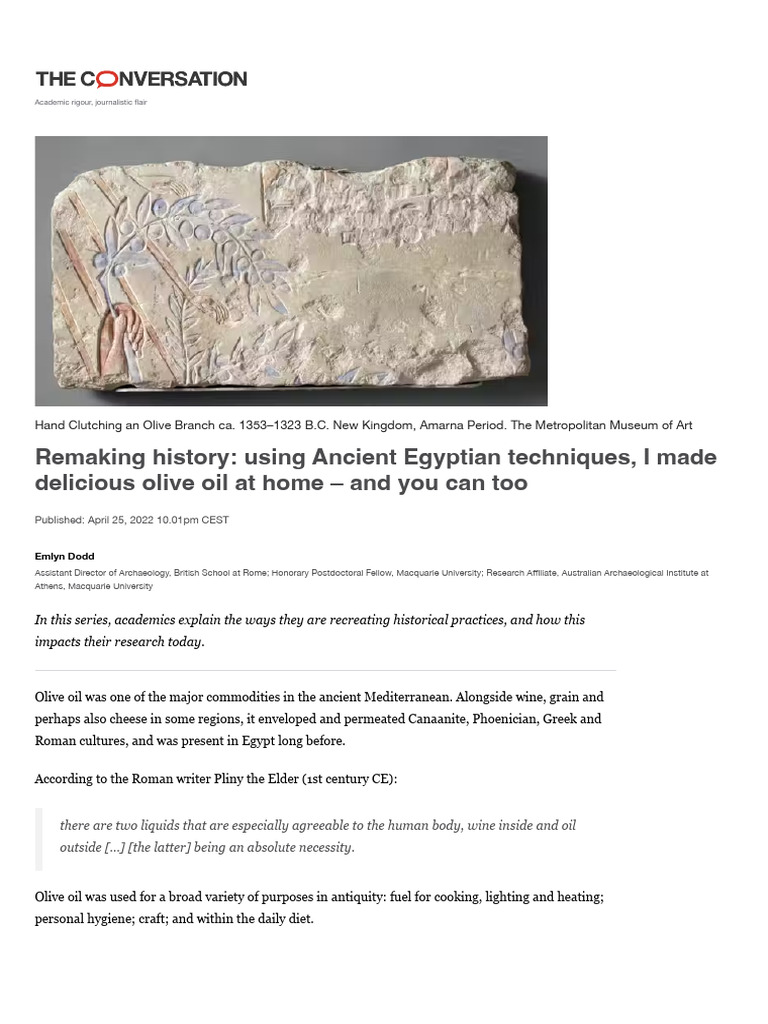 Ancient Egyptian Techniques Olive Oil | PDF | Olive | Ancient Egypt