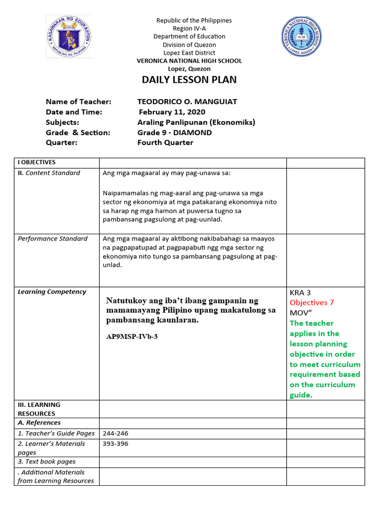 COT AP G9 - EKONOMIKS - 4th Quarter | PDF