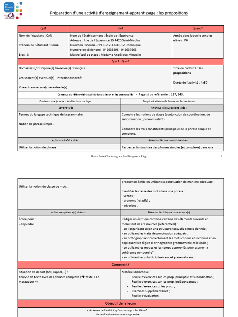Activité sur les propositions en français | PDF | Clause | Phrase