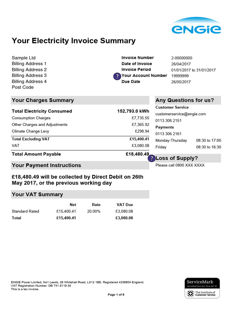 Electrical Invoice Summary | PDF | Electric Power | Electricity