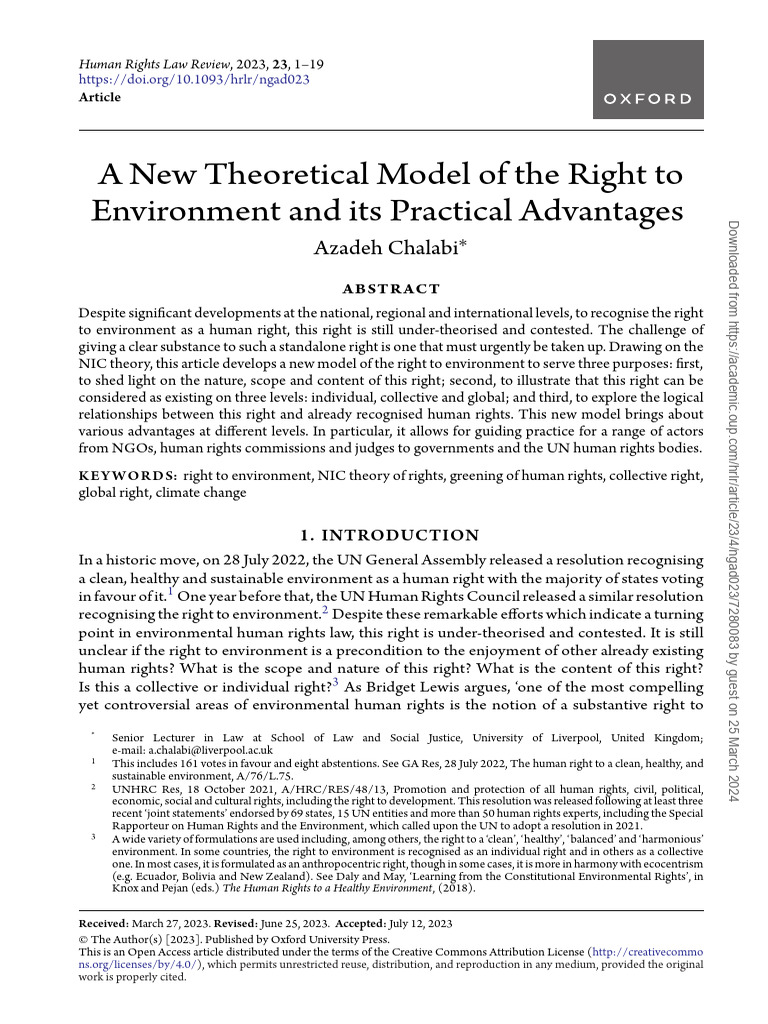 New Model for the Right to Environment | PDF | Human Rights ...