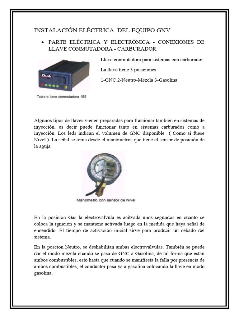 Instalación Eléctrica Del Equipo GNV | PDF | Inyección de combustible ...