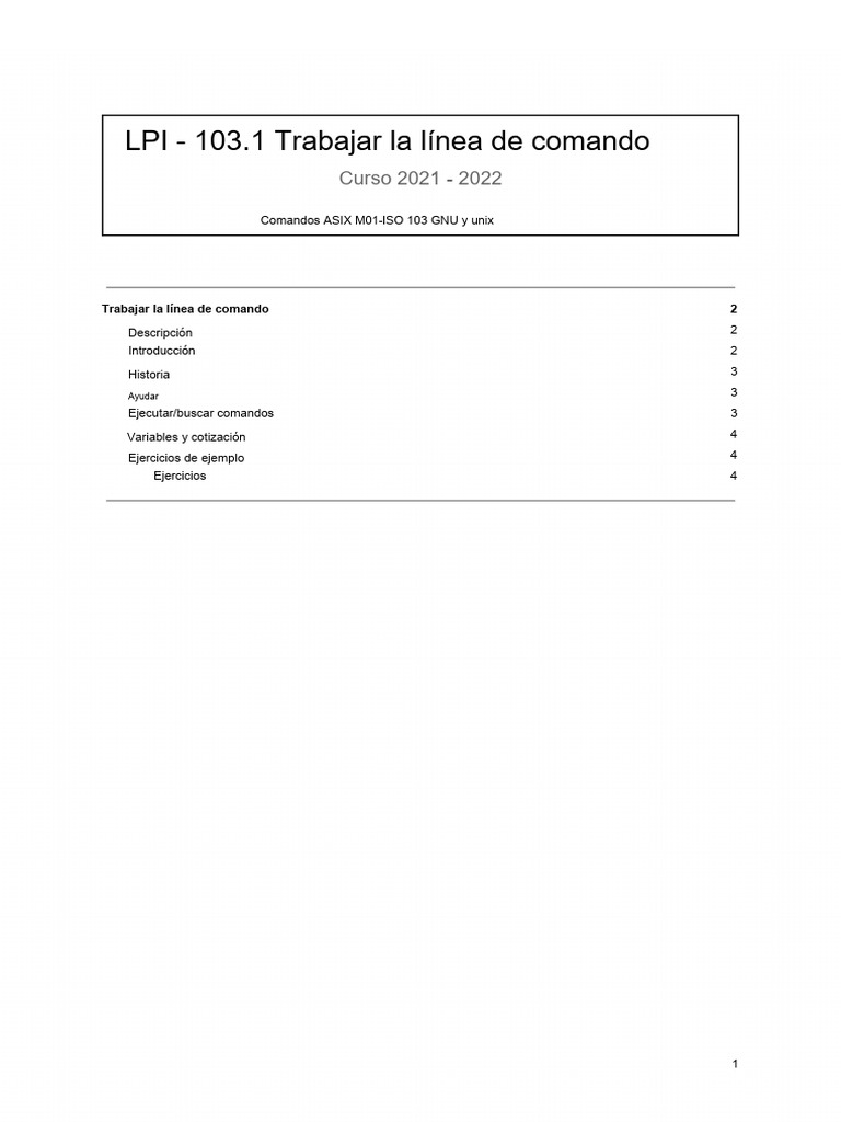 LPI - 103.1 Trabajar La Línea de Comando: Curso 2021 - 2022 | PDF | Archivo de computadora ...