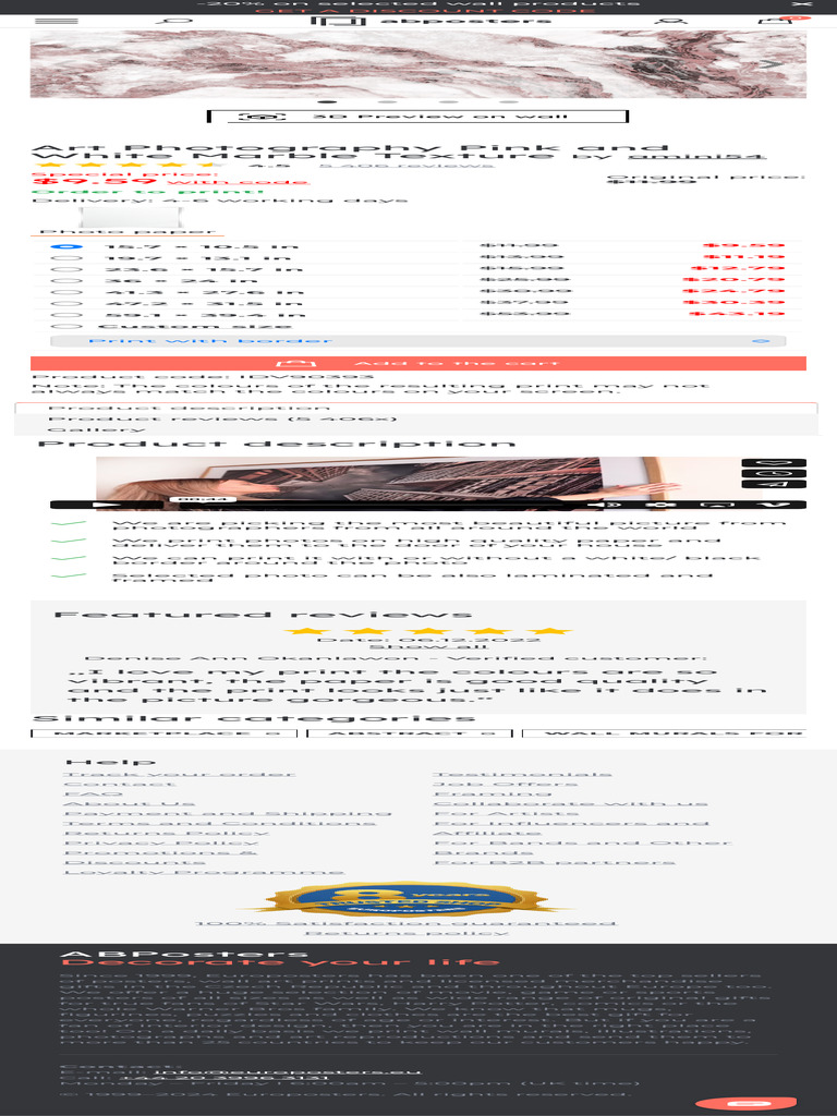 Pink and White Marble Texture Posters, Art Prints, Wall Murals +250 000 Motifs | PDF