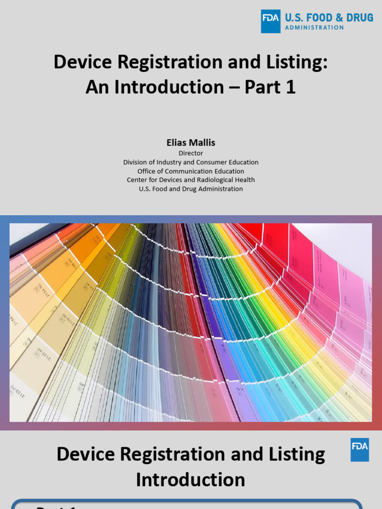 Slides_CDRH_Learn_Registration_and_Listing_Introduction_Part_1 | PDF
