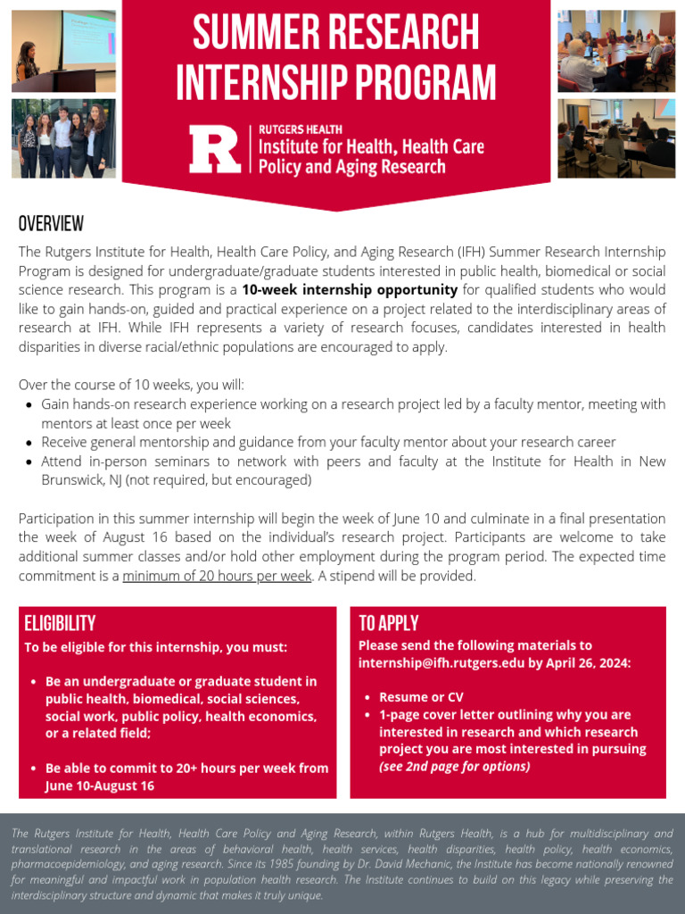 Summer Research Internship Flyer 2024 | PDF | Internship | Job Hunting