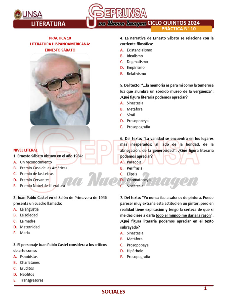 P10 (S) Literatura Ciclo Quintos 2024 | PDF