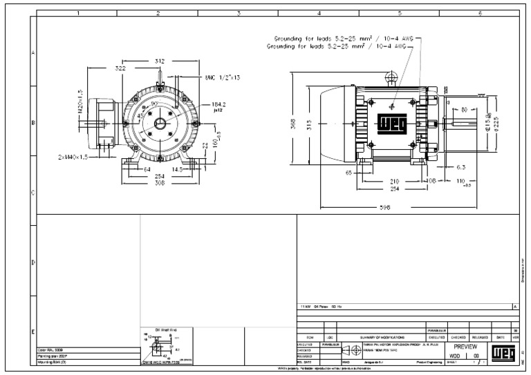 11 KW 4P Explosion Proof Drawing | PDF