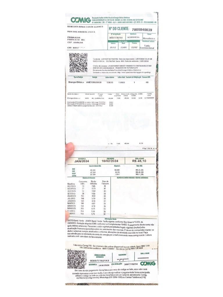 Documento Auxiliar da Nota Fiscal de Energia Elétrica Eletrônica | PDF