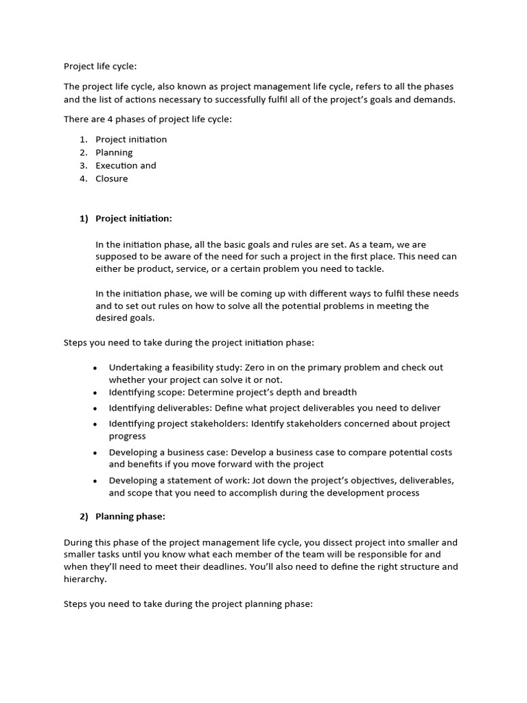 Project Life Cycle | PDF | Project Management | Goal
