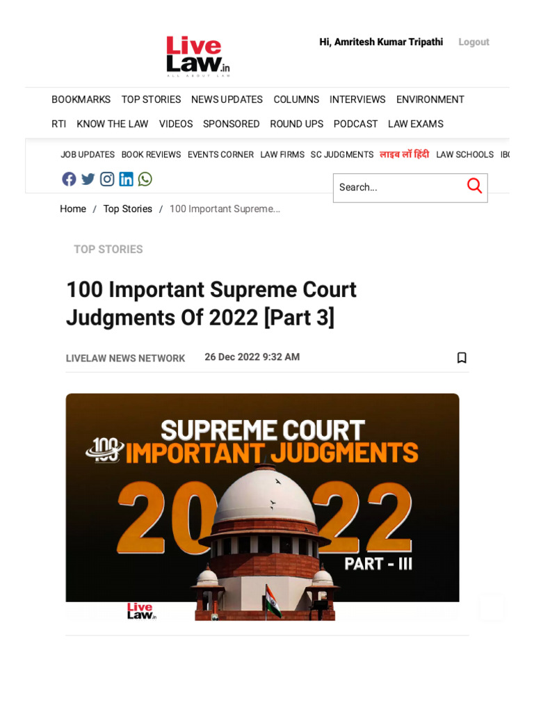 100 Important Supreme Court Judgments of 2022 Part 3 1 1 | PDF | Hijab | Judgment (Law)