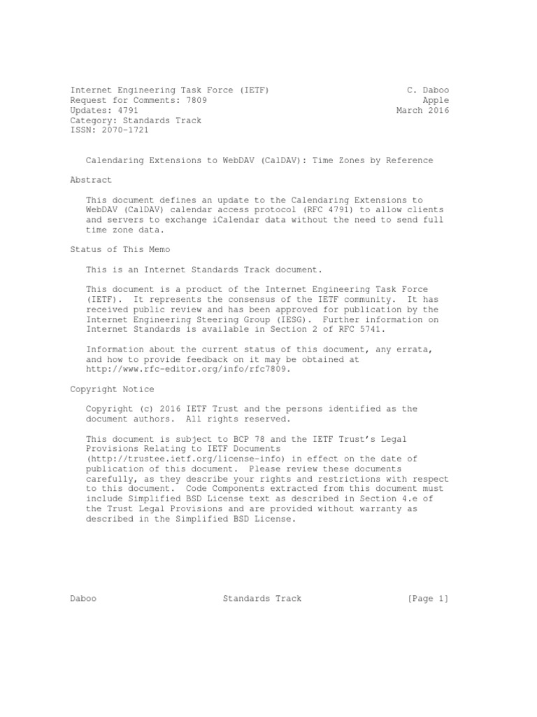 Calendaring Extensions To WebDAV (CalDAV) - Time Zones by Reference ...