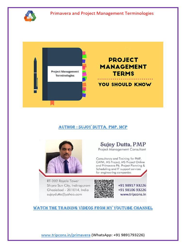 Primavera Project Management Terms Guide | PDF | Project Management