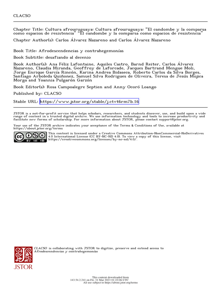 Cultura Afrouruguaya El Candombe | PDF | Bailes | Interseccionalidad