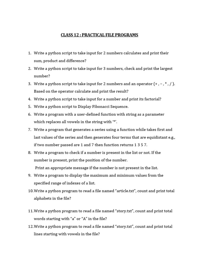Xii Cs Practical Pdf My Sql Python Programming Language
