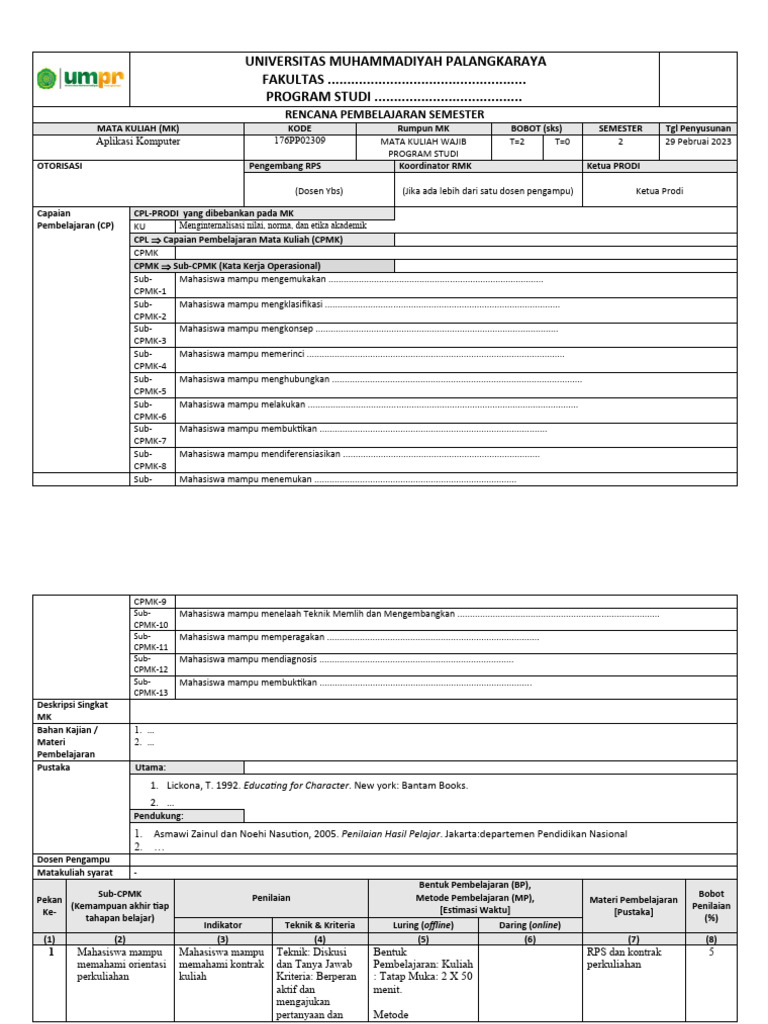 RPS Aplikasi Komputer | PDF | Komputer