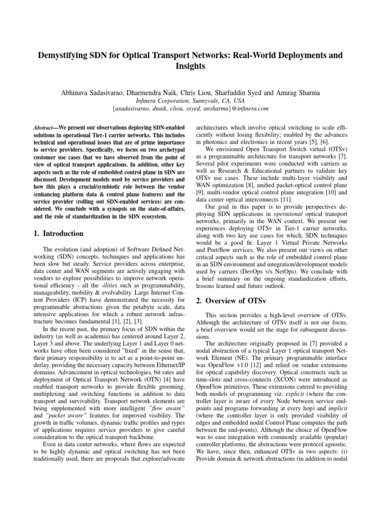 Vdocuments - MX - Demystifying SDN For Optical Transport Networks Real Demystifying SDN For ...