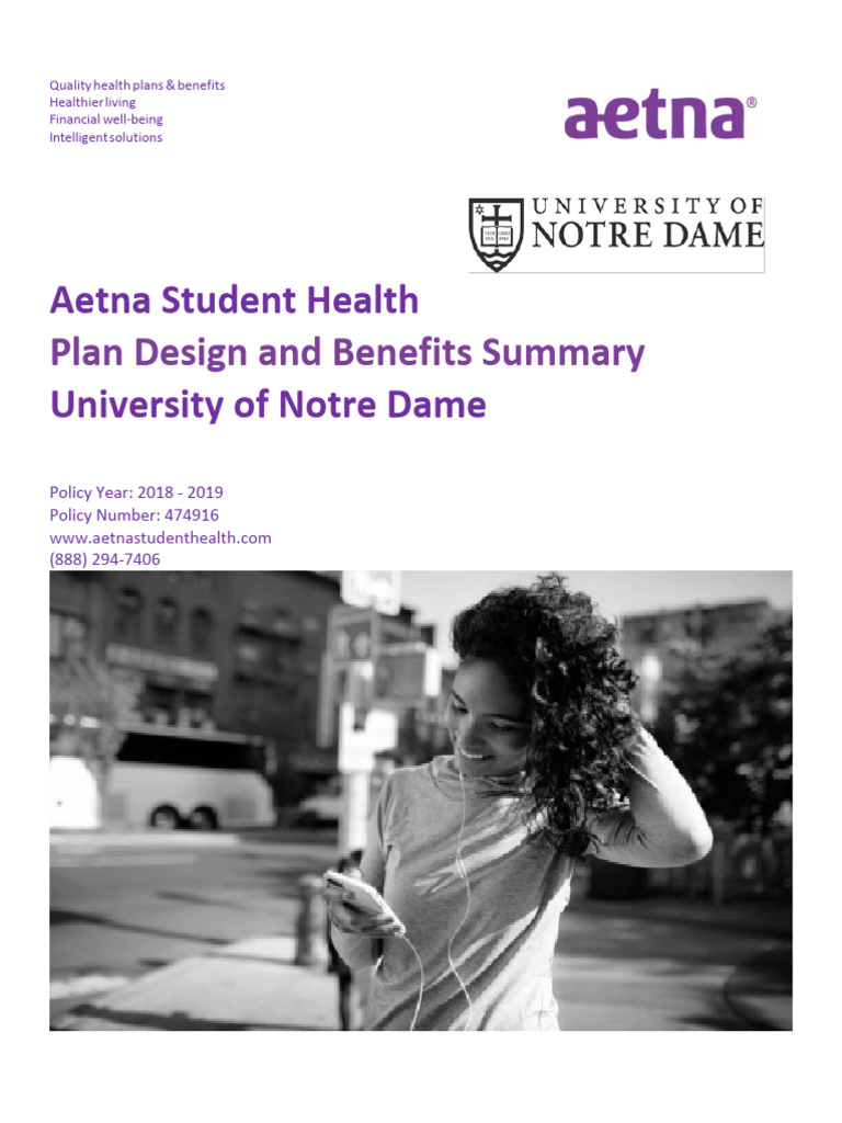 Aetna Student Health Plan Design and Benefits Summary Notre Dame 2018 19-7-24 18 | PDF ...