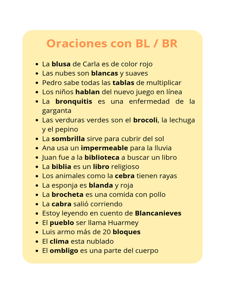 Oraciones BL-BR-CL-CR | PDF