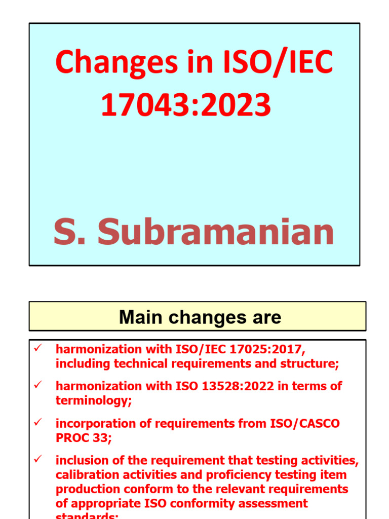 ISO/IEC 17043:2023 Key Changes | PDF | Validity (Statistics) | Standardization