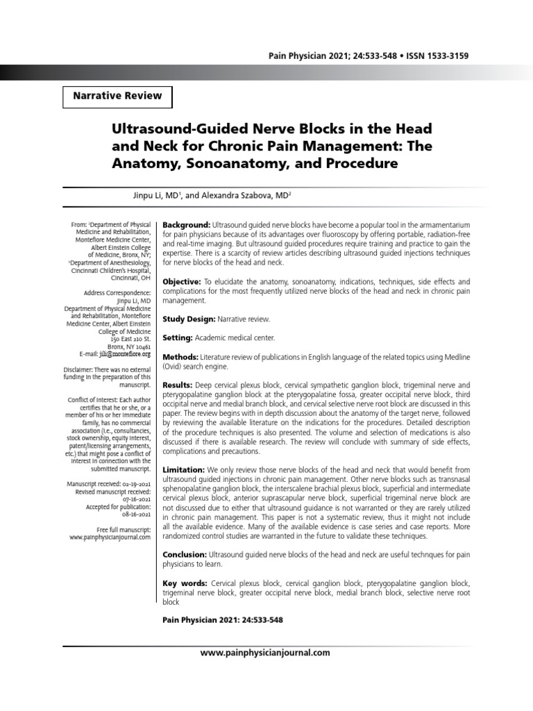 Ultrasound-Guided Head and Neck Blocks | PDF | Vertebra | Vertebral Column