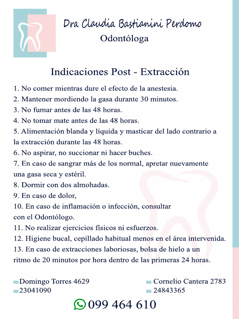 Post-Extraction Dental Care Instructions | PDF