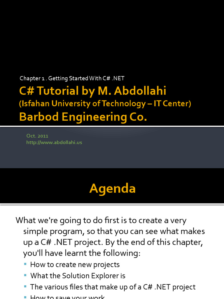 C# Tutorial by M. Abdollahi Barbod Engineering Co.: (Isfahan University of Technology - IT ...